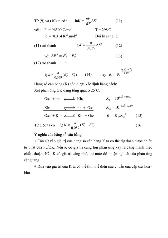 Phản ứng Oxi hóa khử - Điện hóa học | PDF
