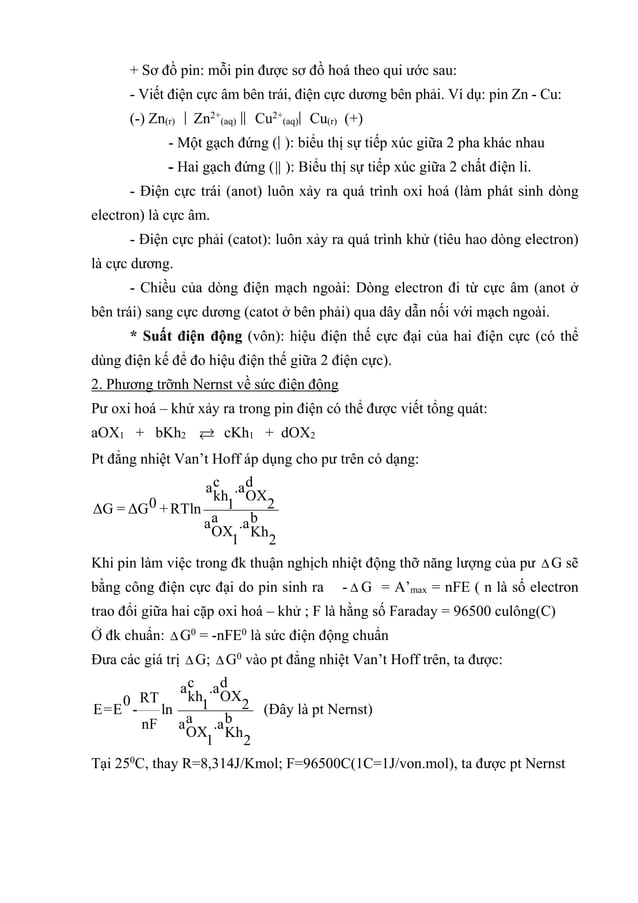 Phản ứng Oxi hóa khử - Điện hóa học | PDF