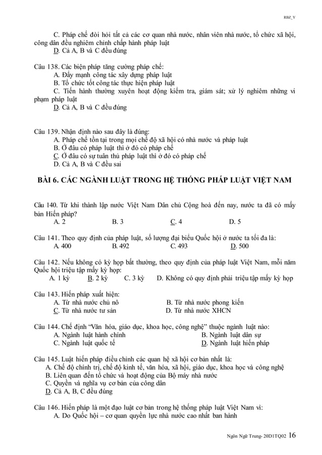 Phap luat dai cuong on tap | DOC