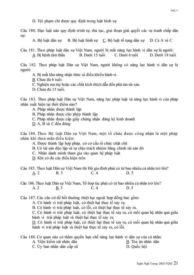 Phap luat dai cuong on tap | DOC