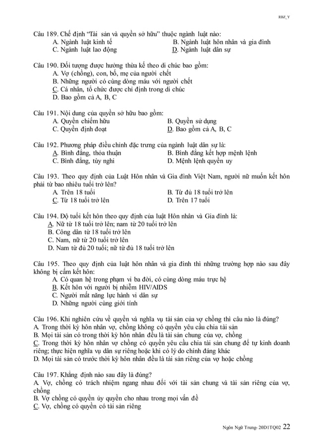 Phap luat dai cuong on tap | DOC