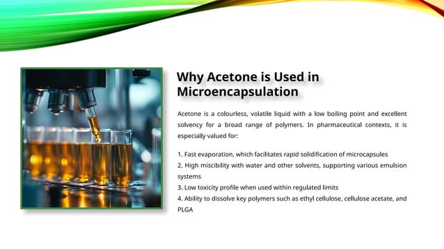 Role of Pharma-Grade Acetone in Drug Encapsulation | PPTX