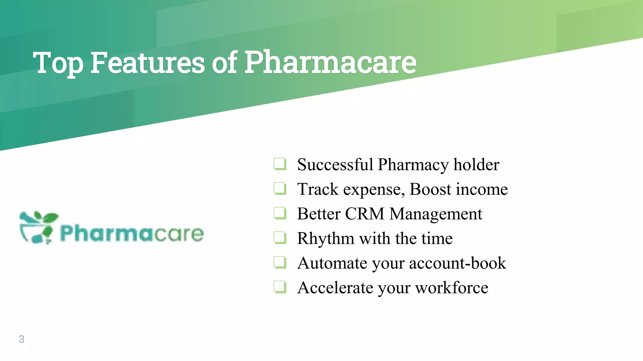 Pharmacare - Pharmacy Management System | PPTX