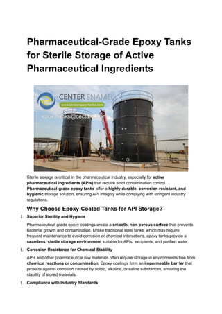 Pharmaceutical-Grade Epoxy Tanks for Sterile Storage of Active ...