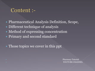 Pharmaceutical Analysis PPT (BP 102T) | PPT