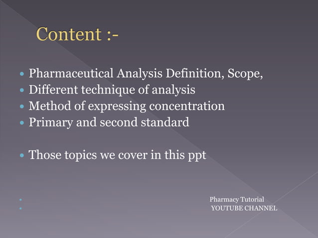 Pharmaceutical Analysis PPT (BP 102T) | PPT | Chemistry | Science