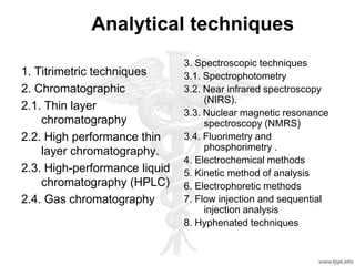 Pharmaceutical analysis, tech & implementation | PPTX