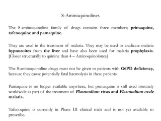 pharmaceutical chemistry antimalarial drugs | PPTX