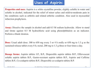 PHARMACEUTICAL CHEMISTRY (Analgesics agents, Antipyretic agents, Anti ...