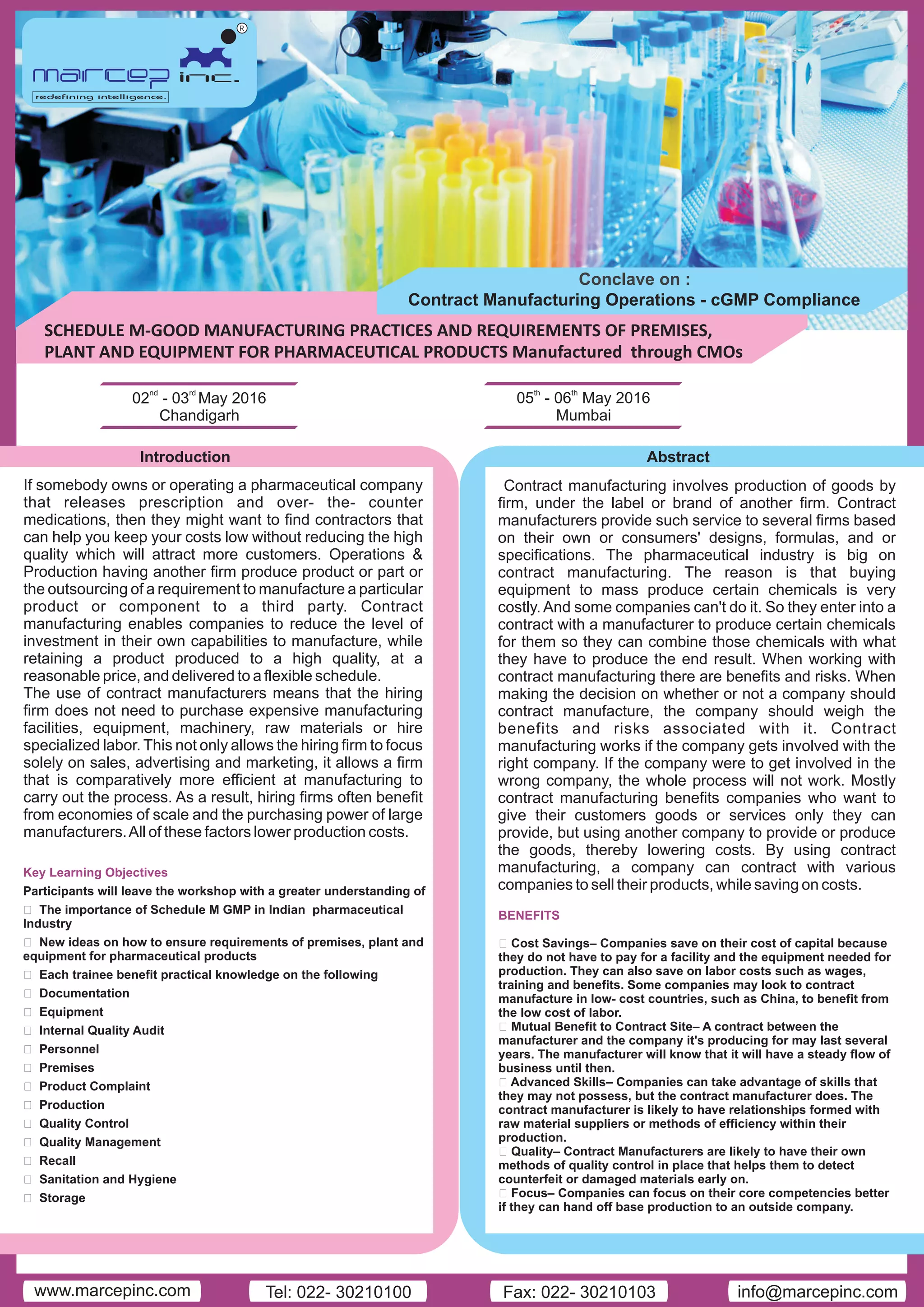 Pharmaceutical Contract Manufacturing Conclave | PDF