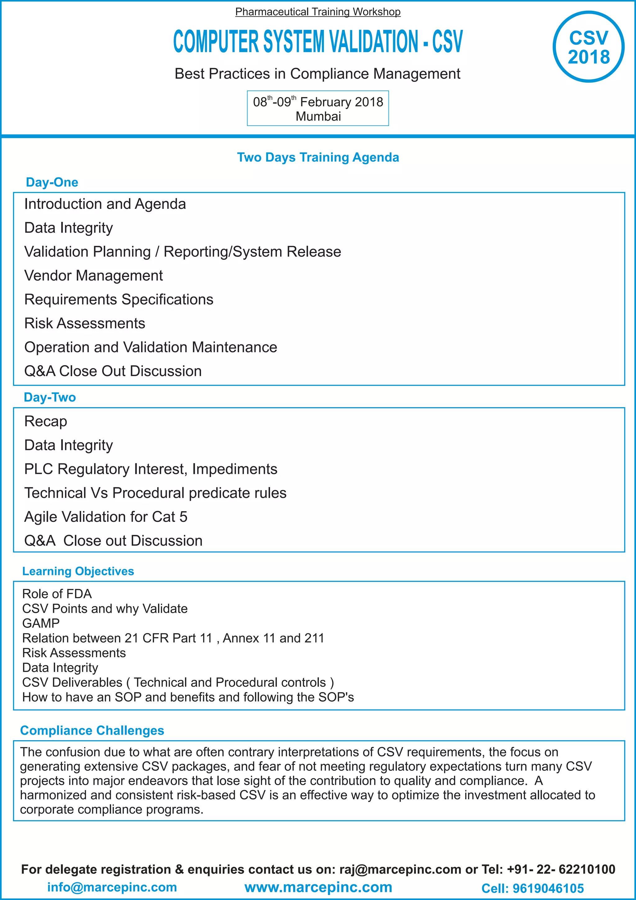 Pharmaceutical csv training | PDF