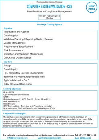 Pharmaceutical csv training | PDF