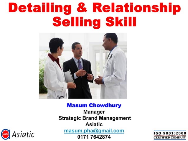Pharmaceutical detailing and relationship selling skill training | PDF