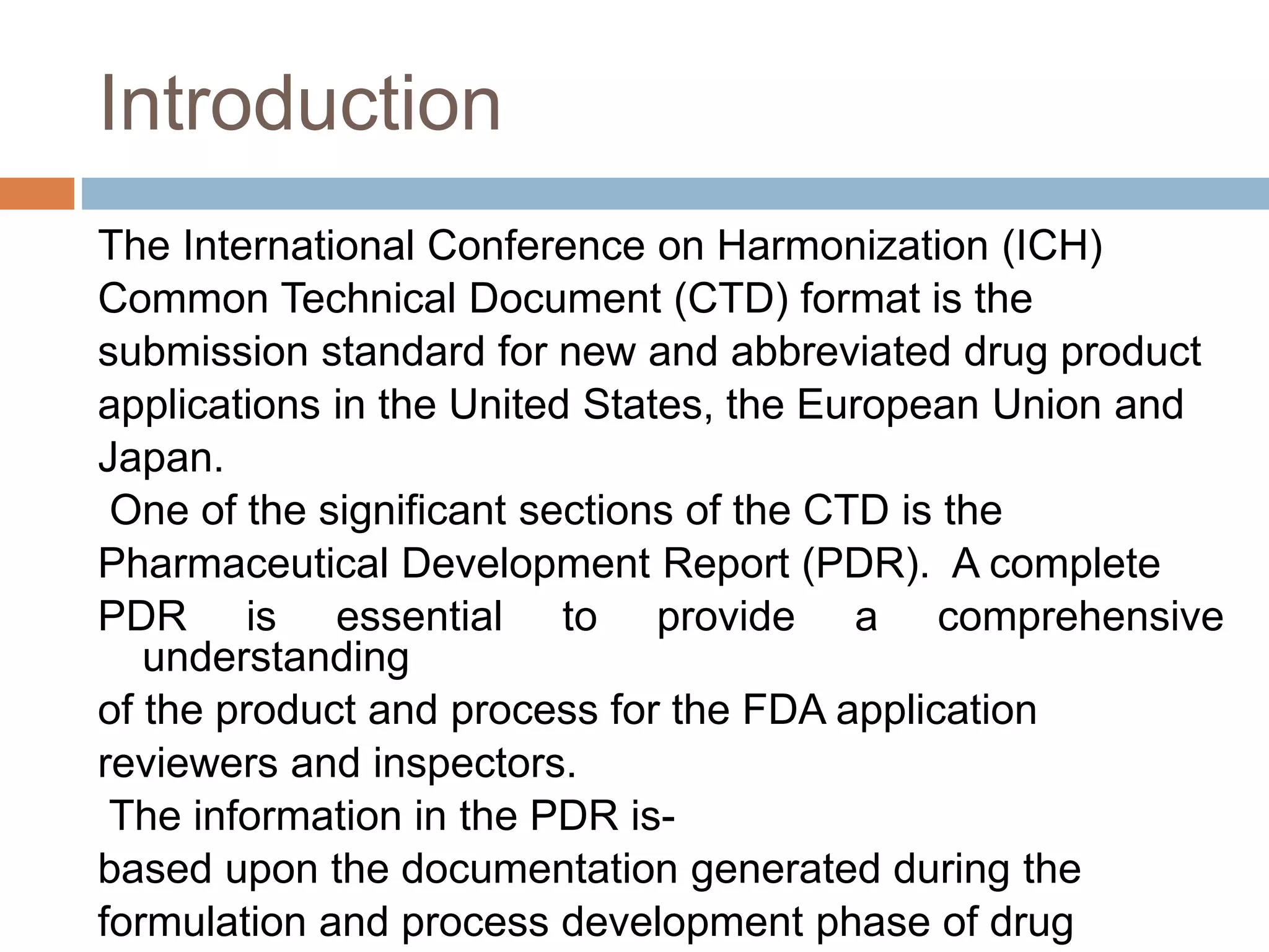 Pharmaceutical development report (pdr) | PPTX
