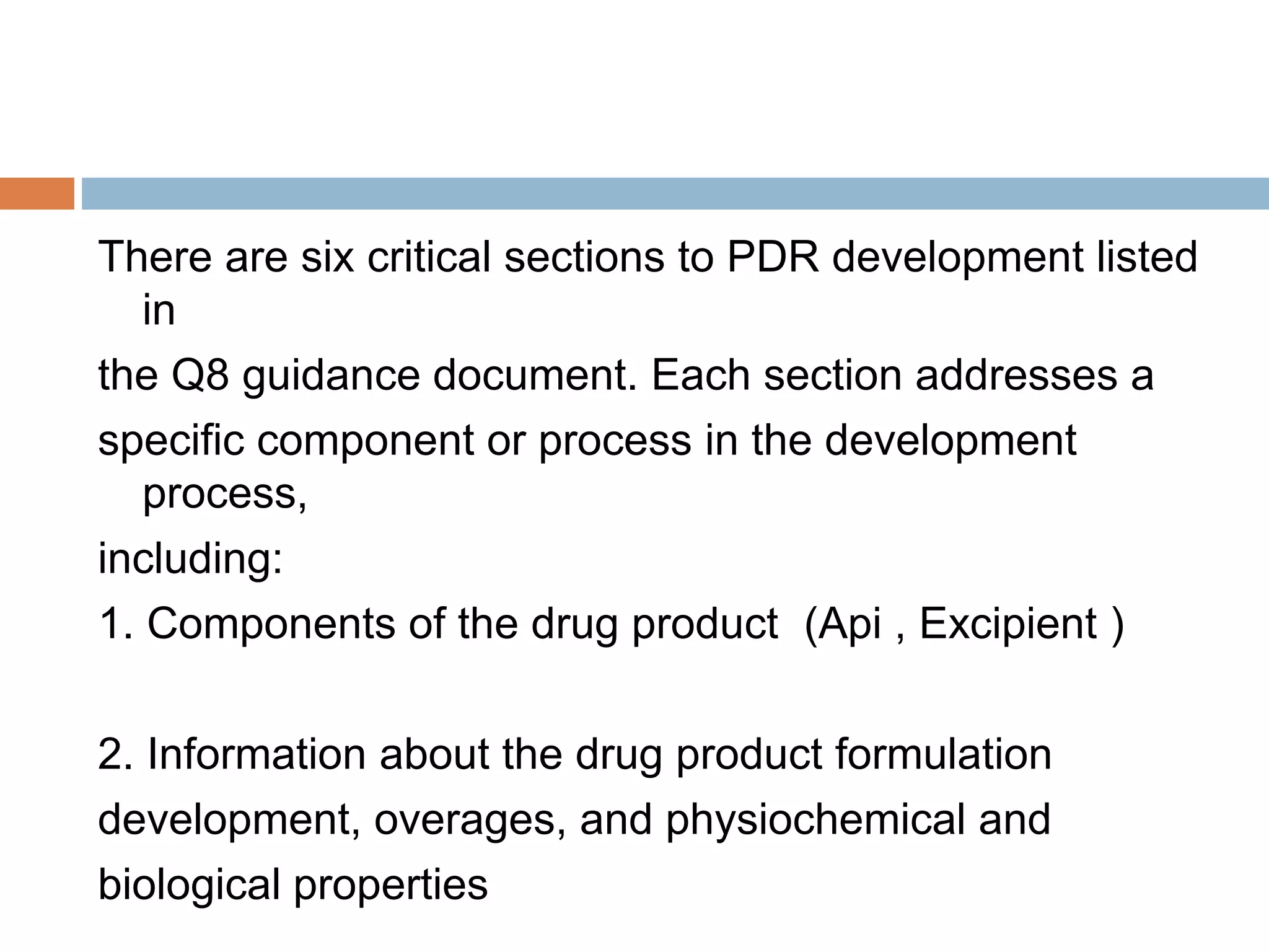 Pharmaceutical development report (pdr) | PPTX