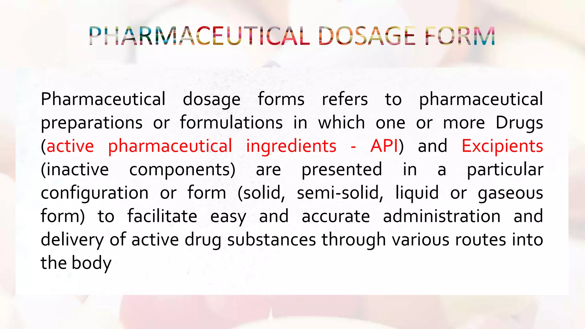 Pharmaceutical Dosage Forms - Classification | PPTX