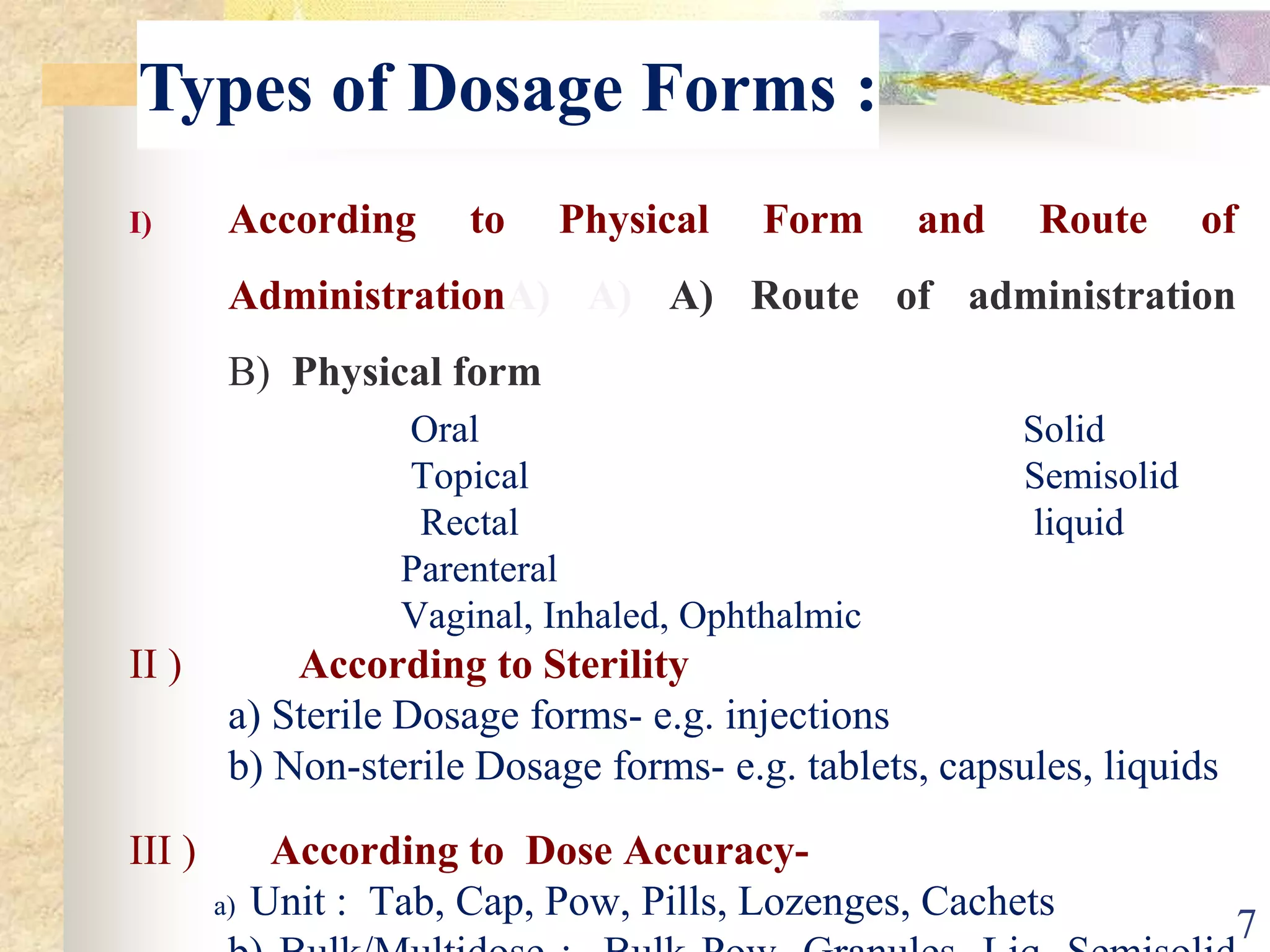 Pharmaceutical drug and dosage forms | PPT