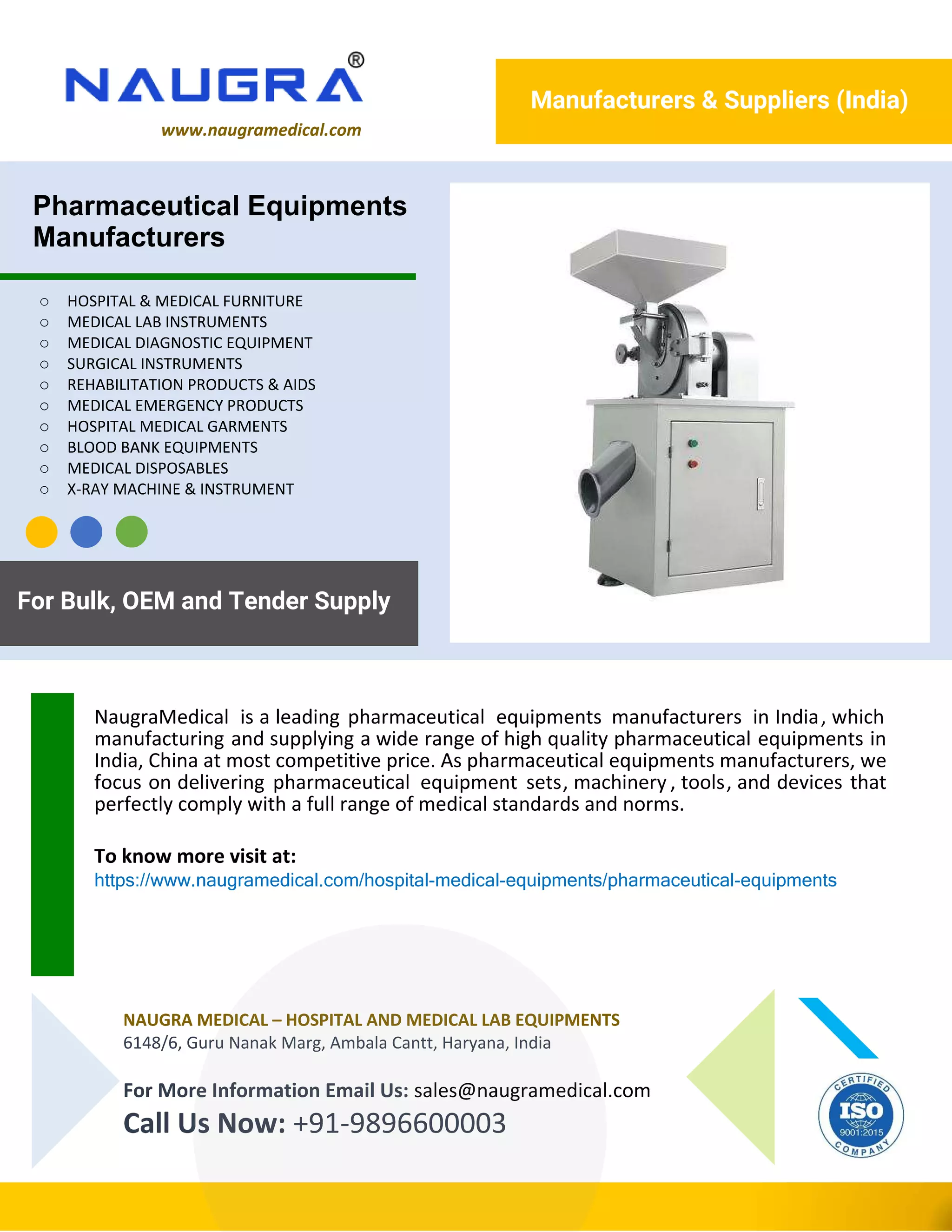 Pharmaceutical Equipments Manufacturers | PDF