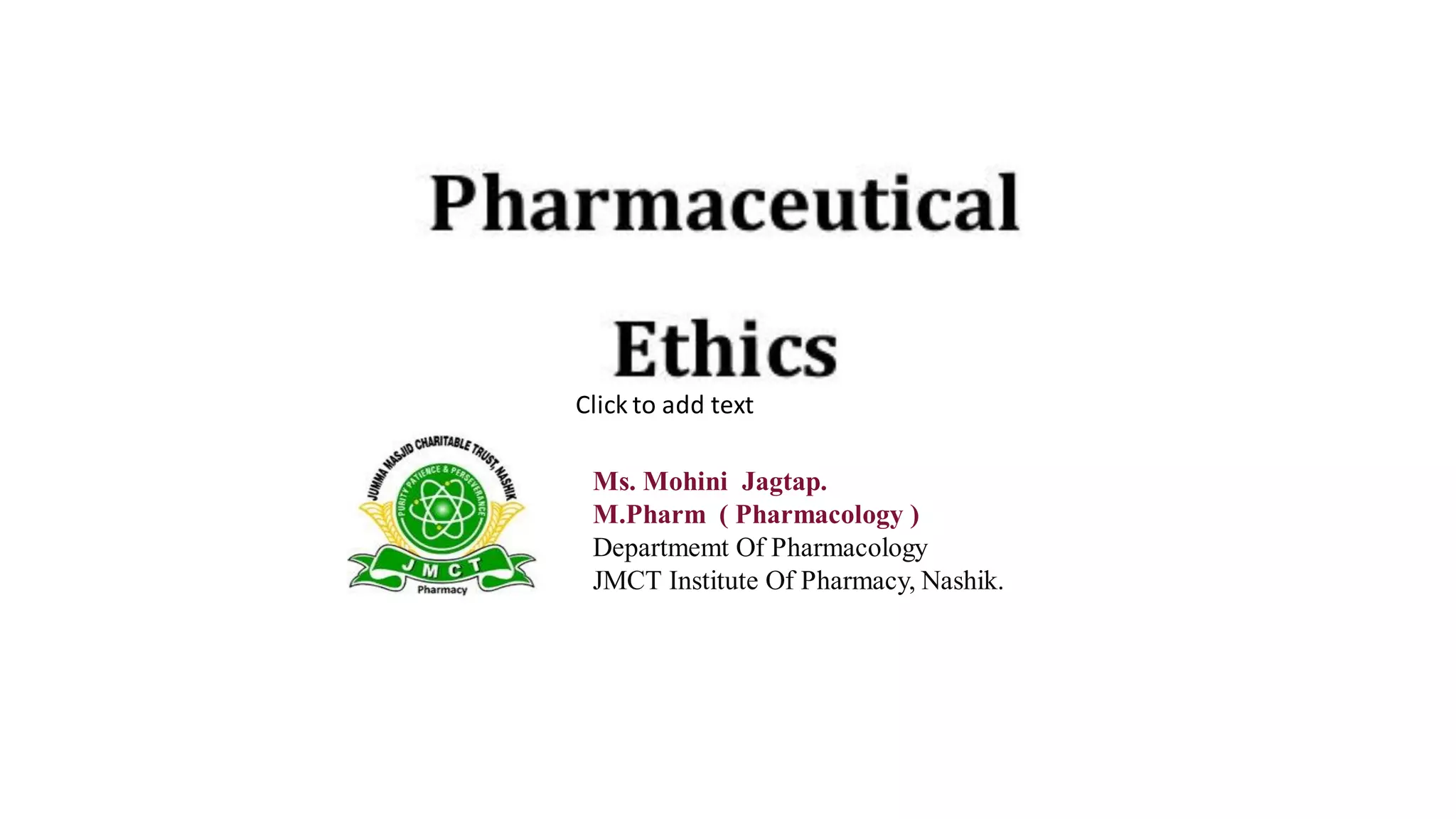 Pharmaceutical ethics. | PDF