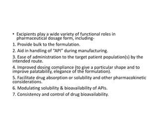 Pharmaceutical excipient | PPTX
