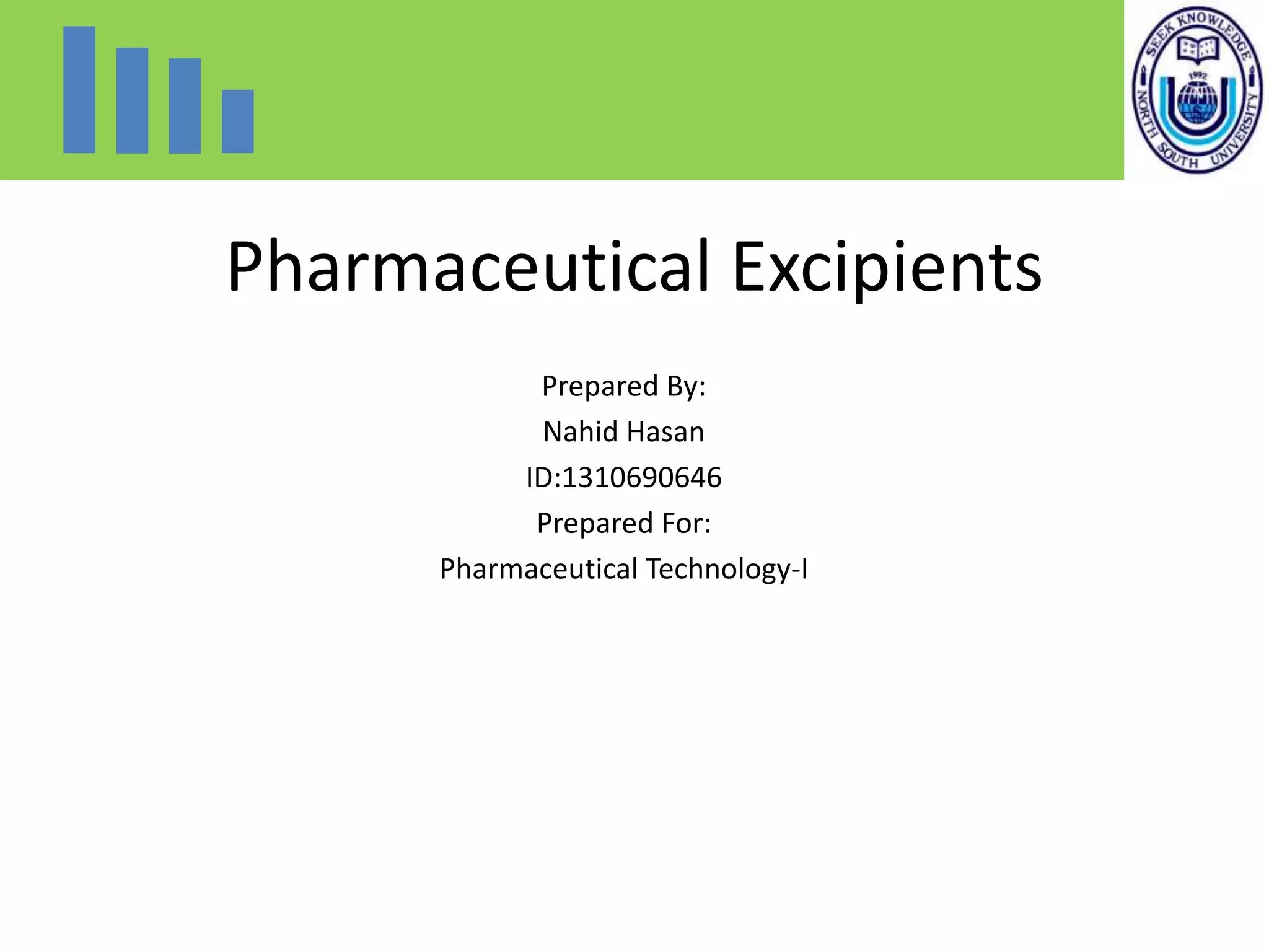 Pharmaceutical excipients | PPTX