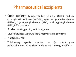 Pharmaceutical excipients | PPTX