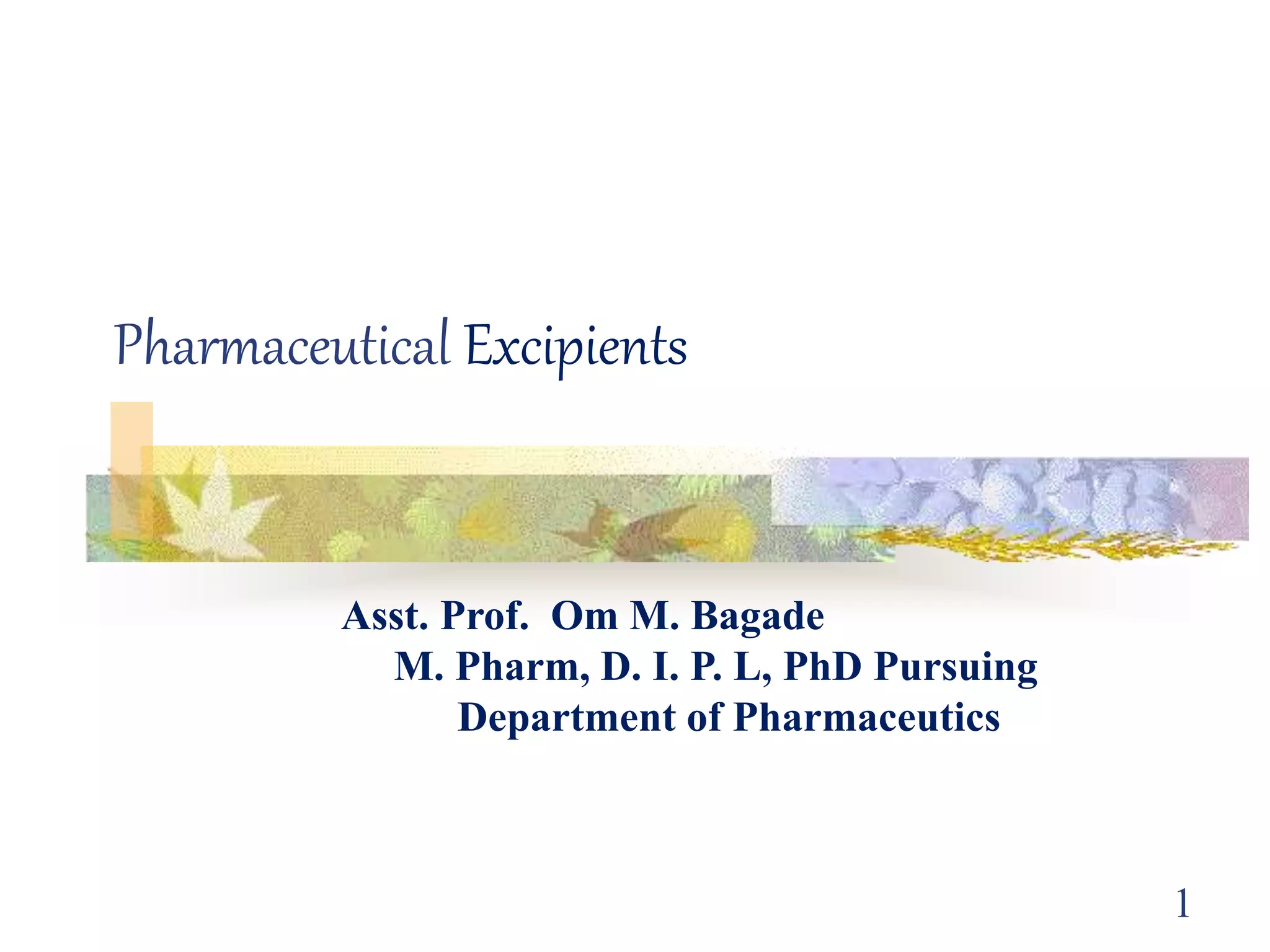 Pharmaceutical excipients | PPT