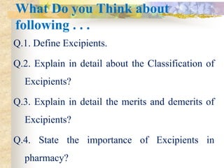 Pharmaceutical excipients | PPT