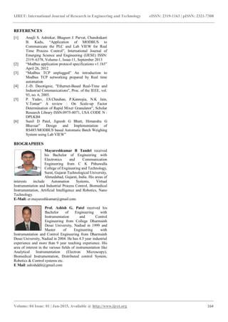 Pharmaceutical granulator machine using ethernet modbus protocol and lab view | PDF