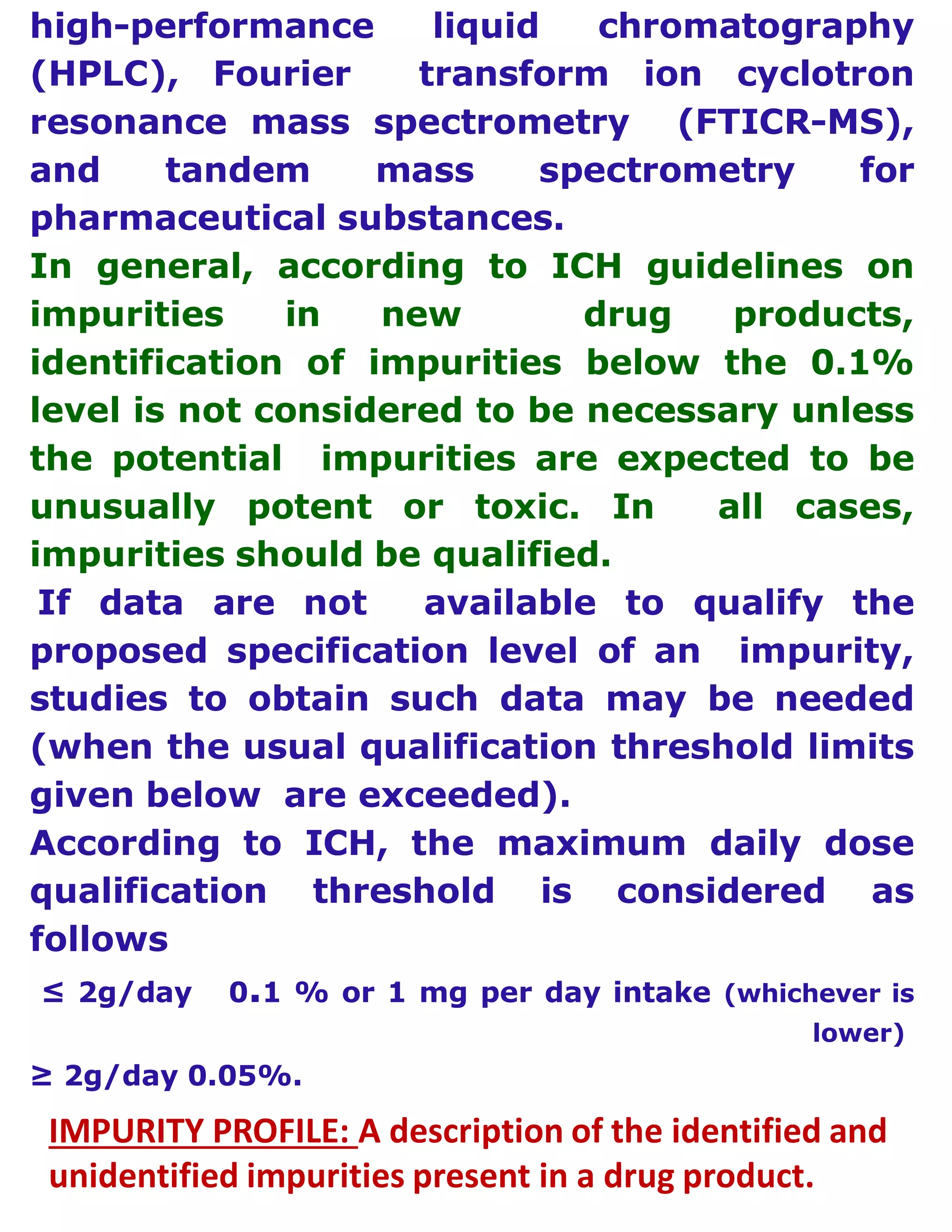 Pharmaceutical impurities classification, detection & characterization. | PDF