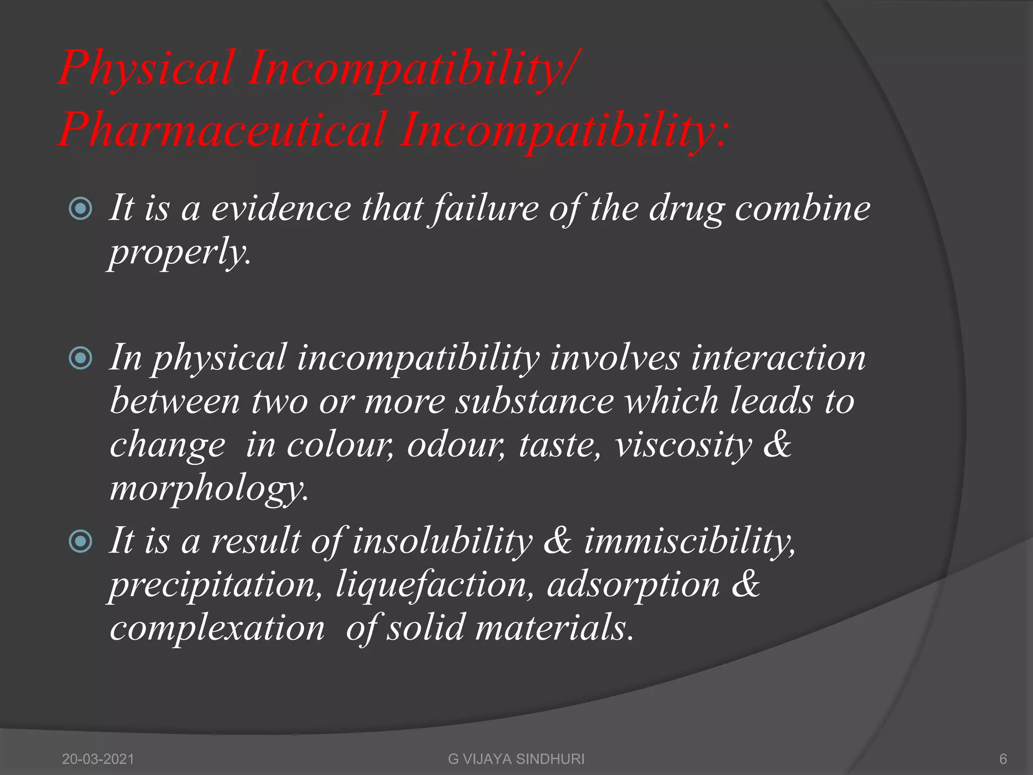 Pharmaceutical incompatibilities | PPTX