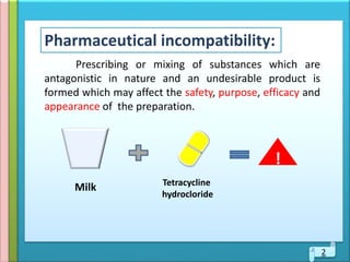 Pharmaceutical incompatibilities by monia jannatul kubra | PPTX