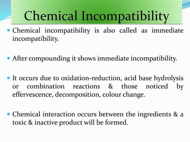 Pharmaceutical Incompatibility | PPTX | Chemistry | Science