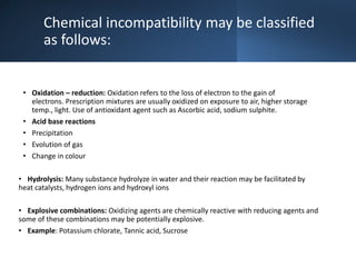 Pharmaceutical incompatibility | PPTX | Pharmaceutical Drugs | Medical ...