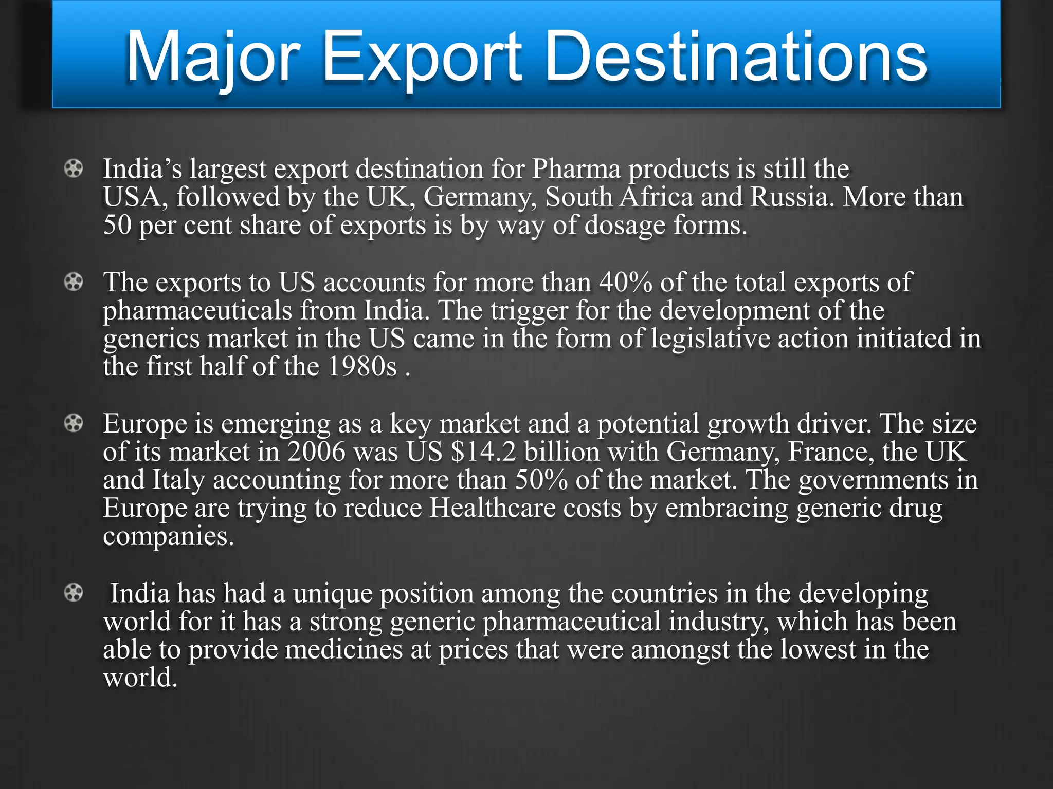 indian Pharmaceutical industry export import overview | PPT