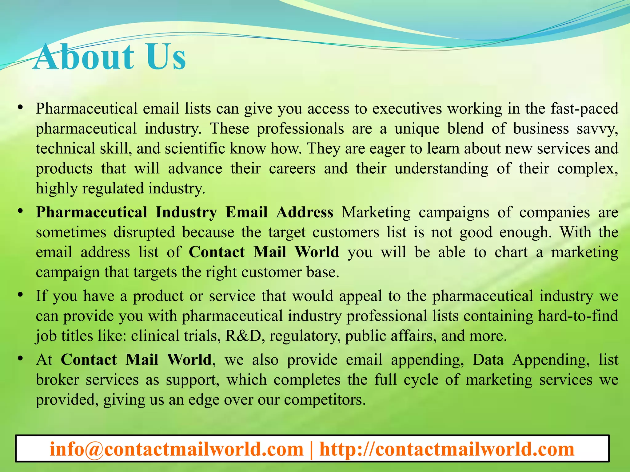 Pharmaceutical industry email address | PPT