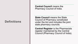 Pharmaceutical Jurisprudence (BP505T) Unit-3 Pharmacy Act.pptx