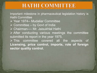 Pharmaceutical legislation in india | PPTX