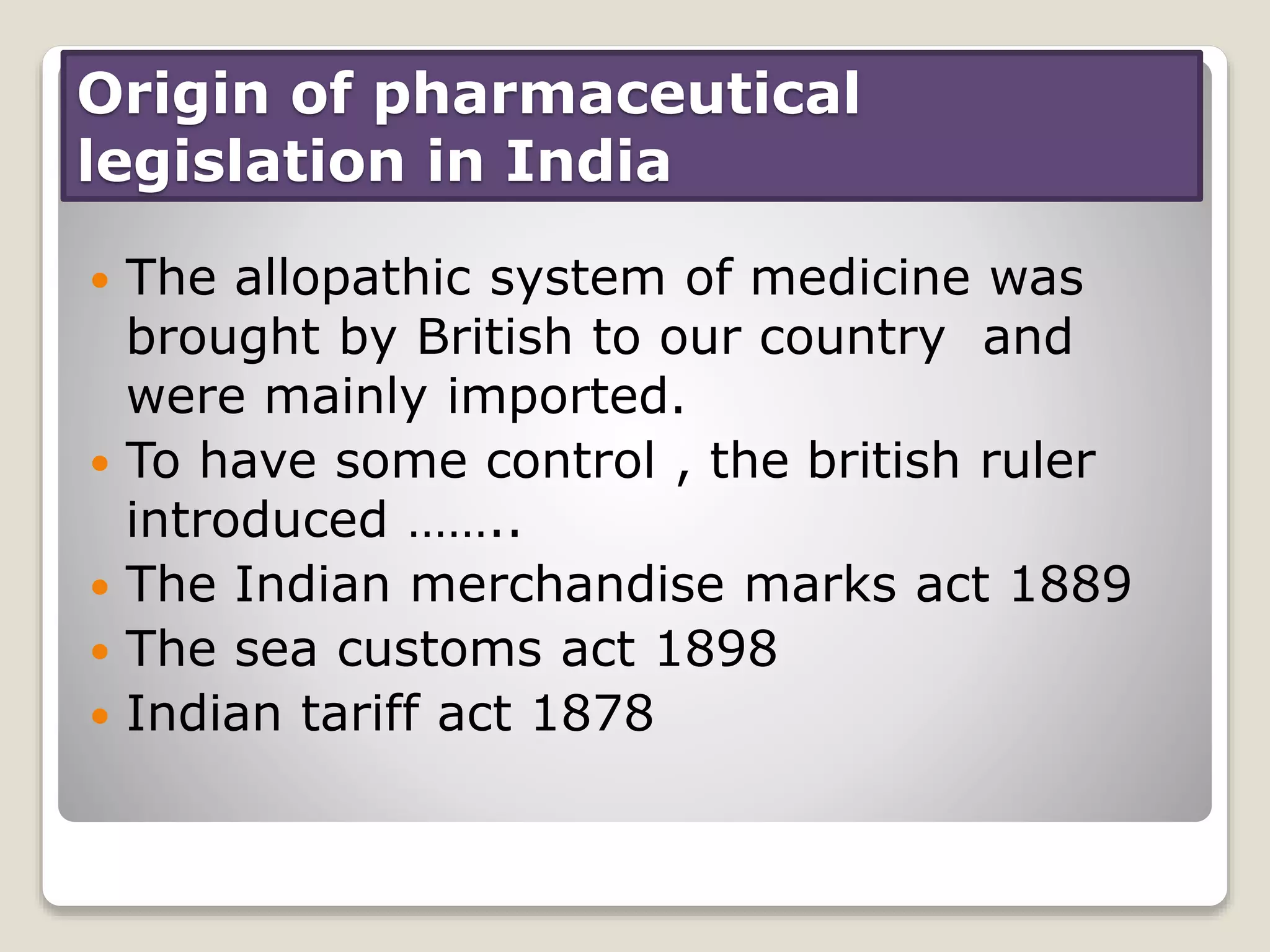 Pharmaceutical legislation (new pci syllabus) | PPTX