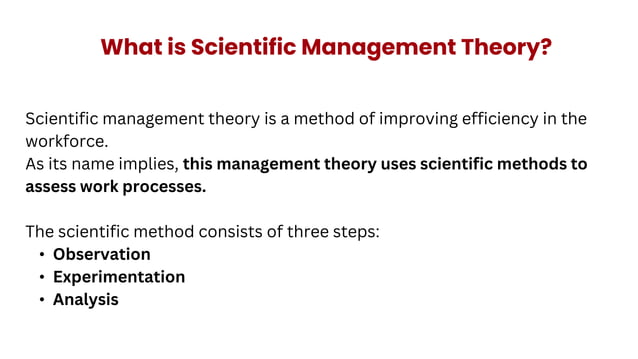 Theory and Principle of Scientific Management/Taylorism | PPTX