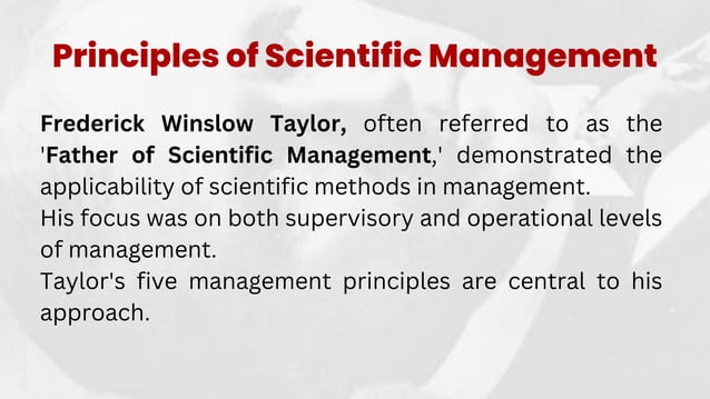 Theory and Principle of Scientific Management/Taylorism | PPTX