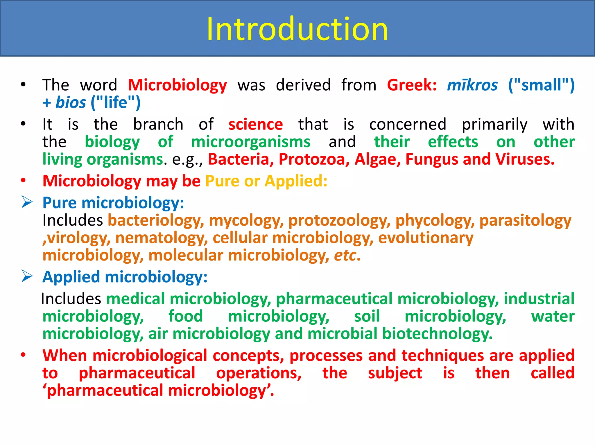 Introduction Of Pharmaceutical Microbiology Pptx