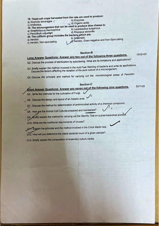 Pharmaceutical microbiology 2020 question paper | PDF