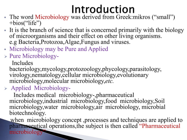 Pharmaceutical microbiology introduction | PPTX | Infectious Diseases | Diseases and Conditions
