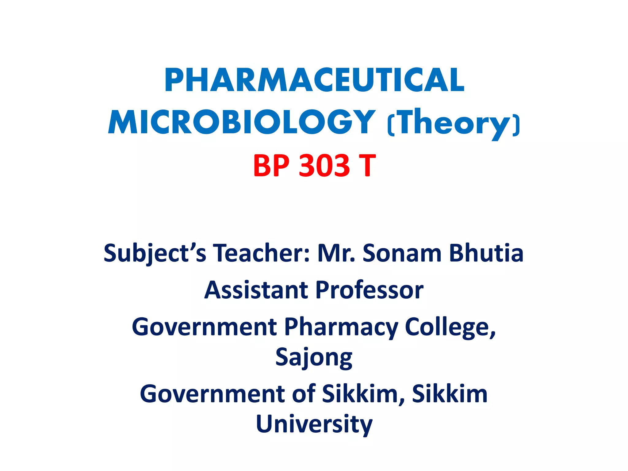 Pharmaceutical microbiology syllabus | PPTX