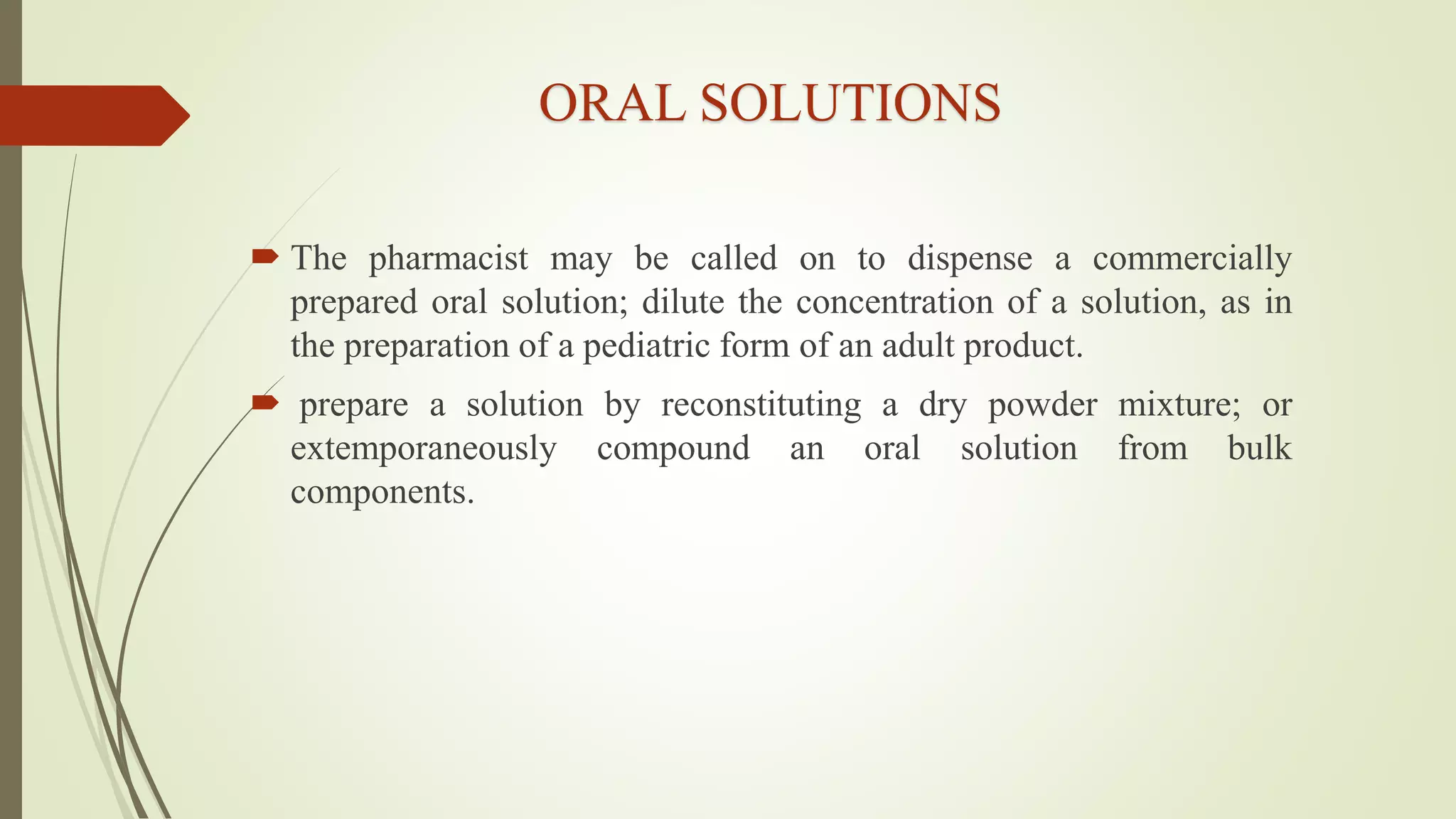Pharmaceutical oral solutions B | PDF