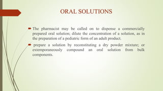 Pharmaceutical oral solutions B | PDF
