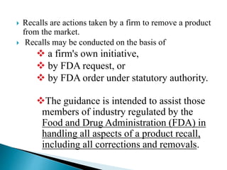 Pharmaceutical product recall | PPTX