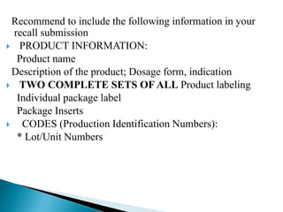 Pharmaceutical product recall | PPTX