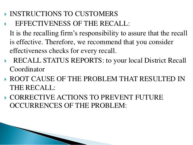 Pharmaceutical product recall